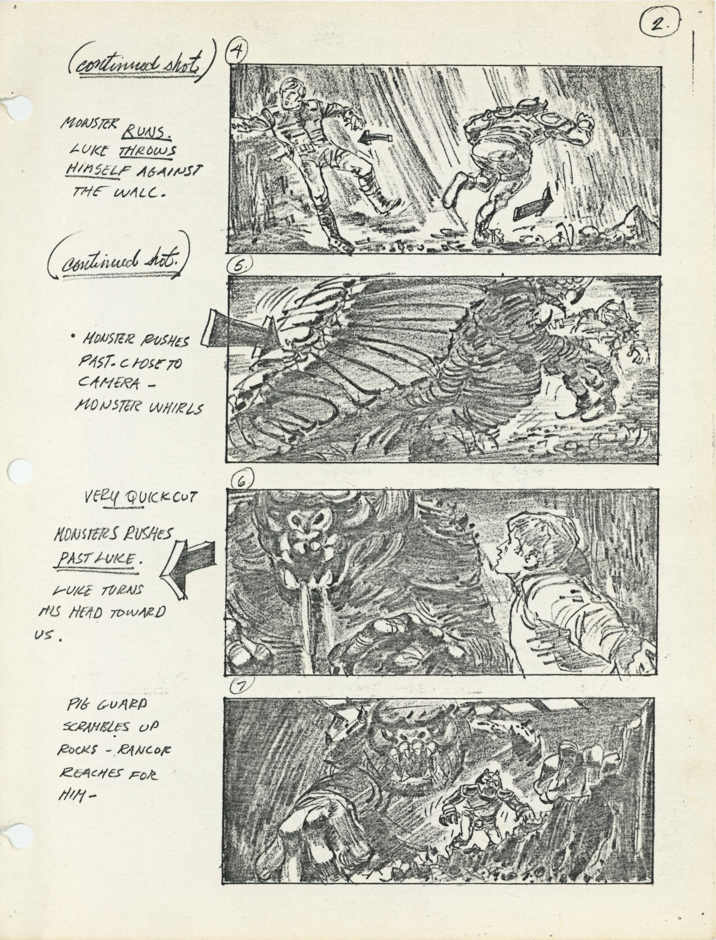 Return of the Jedi Preliminary Storyboard: Rancor Pit Sequence 4-7 ...