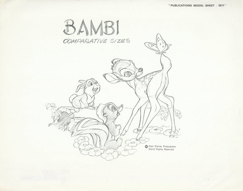 Bambi Publications Model Sheet (1971): Comparative Character Sizes ...