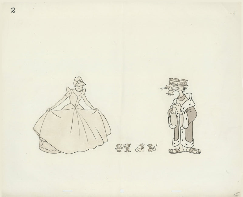 Hand-Colored Photostat Size Comparison Model Sheet: Cinderella, Mice ...