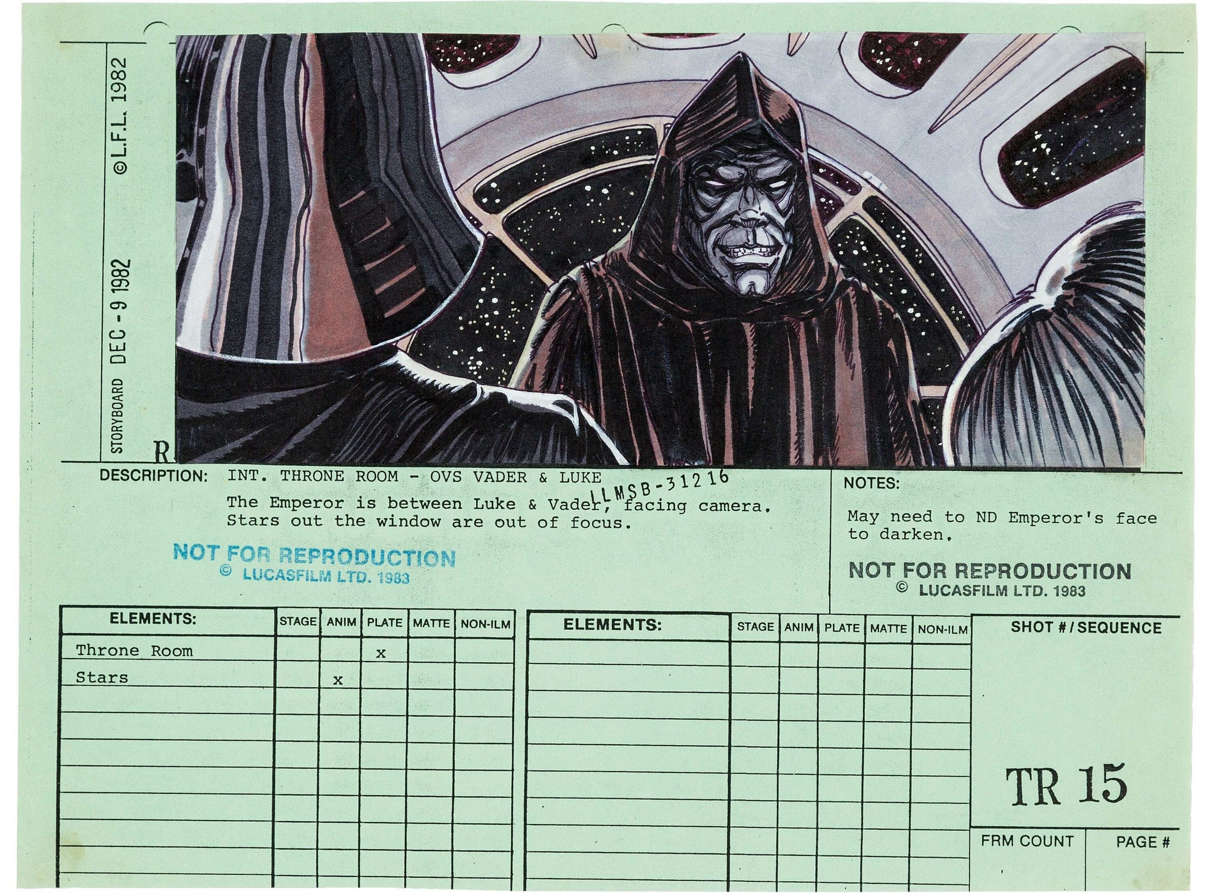 Star Wars: Return of the Jedi - Original Hand-Drawn Storyboard Pair: L ...