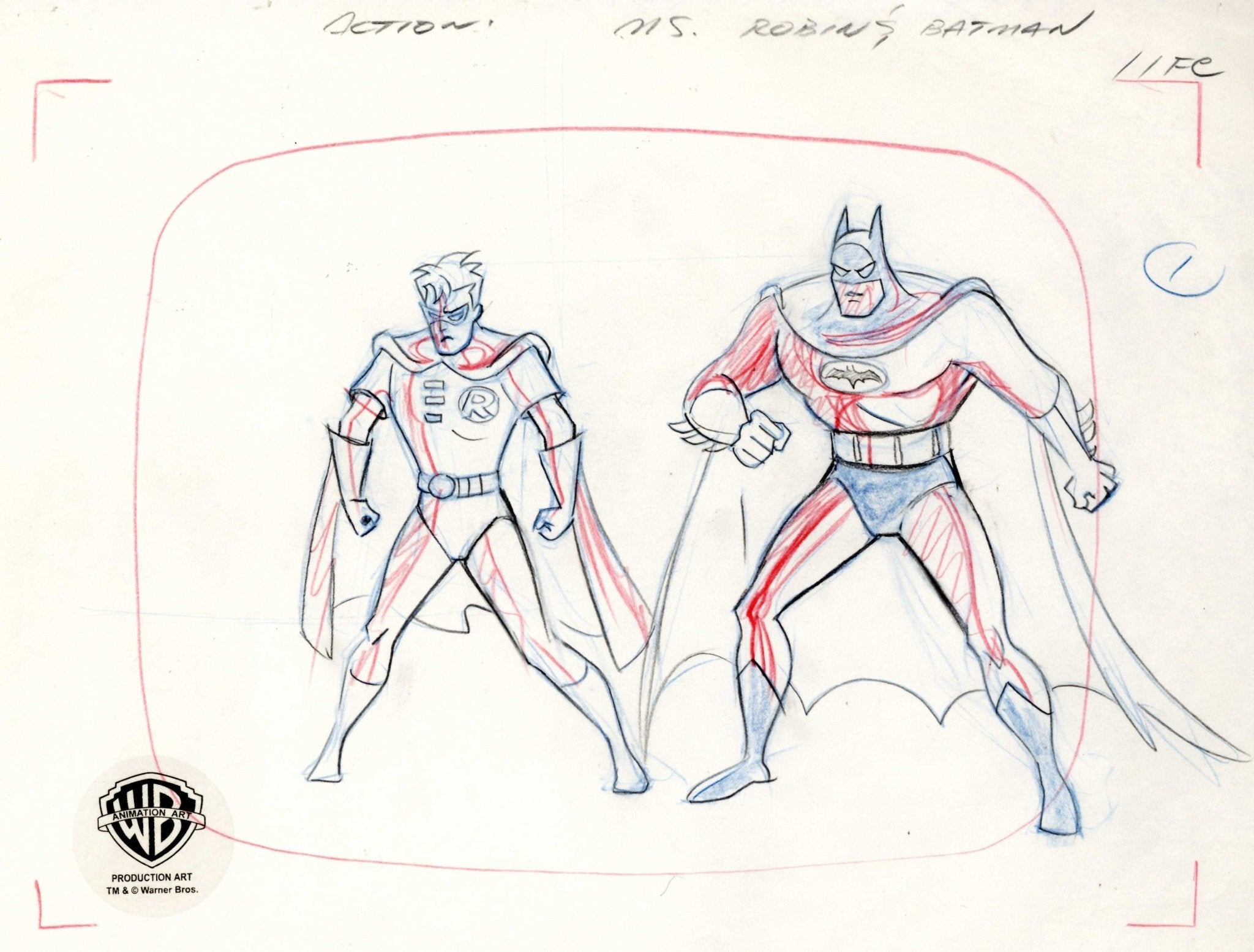 Batman The Animated Series Batman And Robin Production Outline Drawing